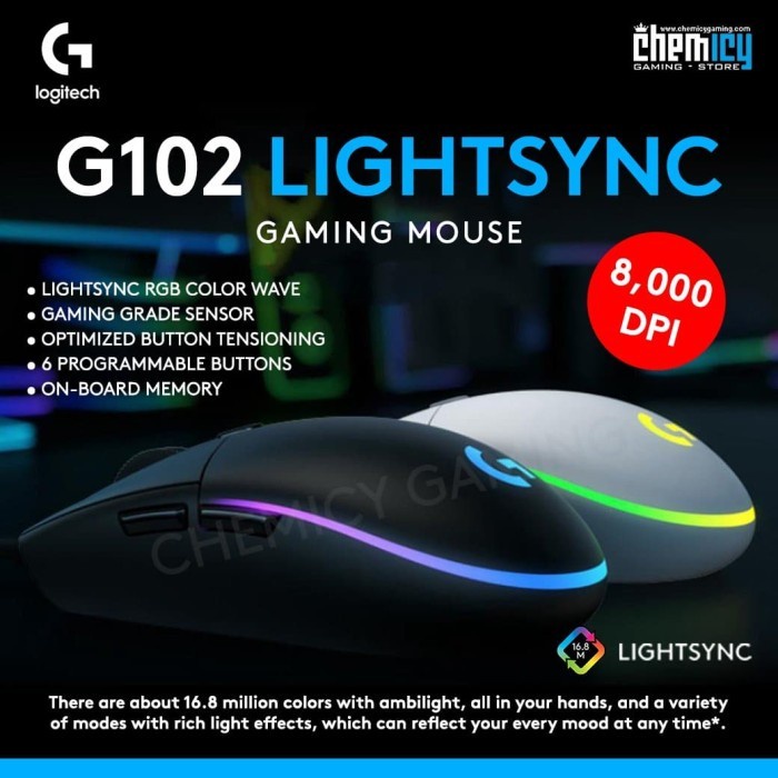 Jual Logitech G102 Lightsync Gaming Mouse With 8000 Dpi Original Resmi | Shopee Indonesia
