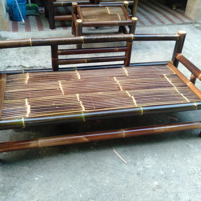 Jual Kursi Bambu Hitam Bale | Shopee Indonesia