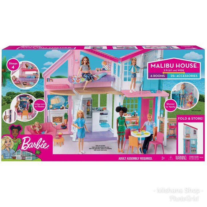 Jual Rumah Boneka Barbie Malibu House 2 Story/Lantai 6 Rooms Home ...