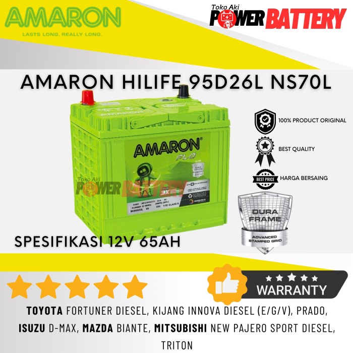 Jual Aki Amaron Hi Life 95D26L Innova Fortuner Diesel Pajero Biante Santafe | Shopee Indonesia