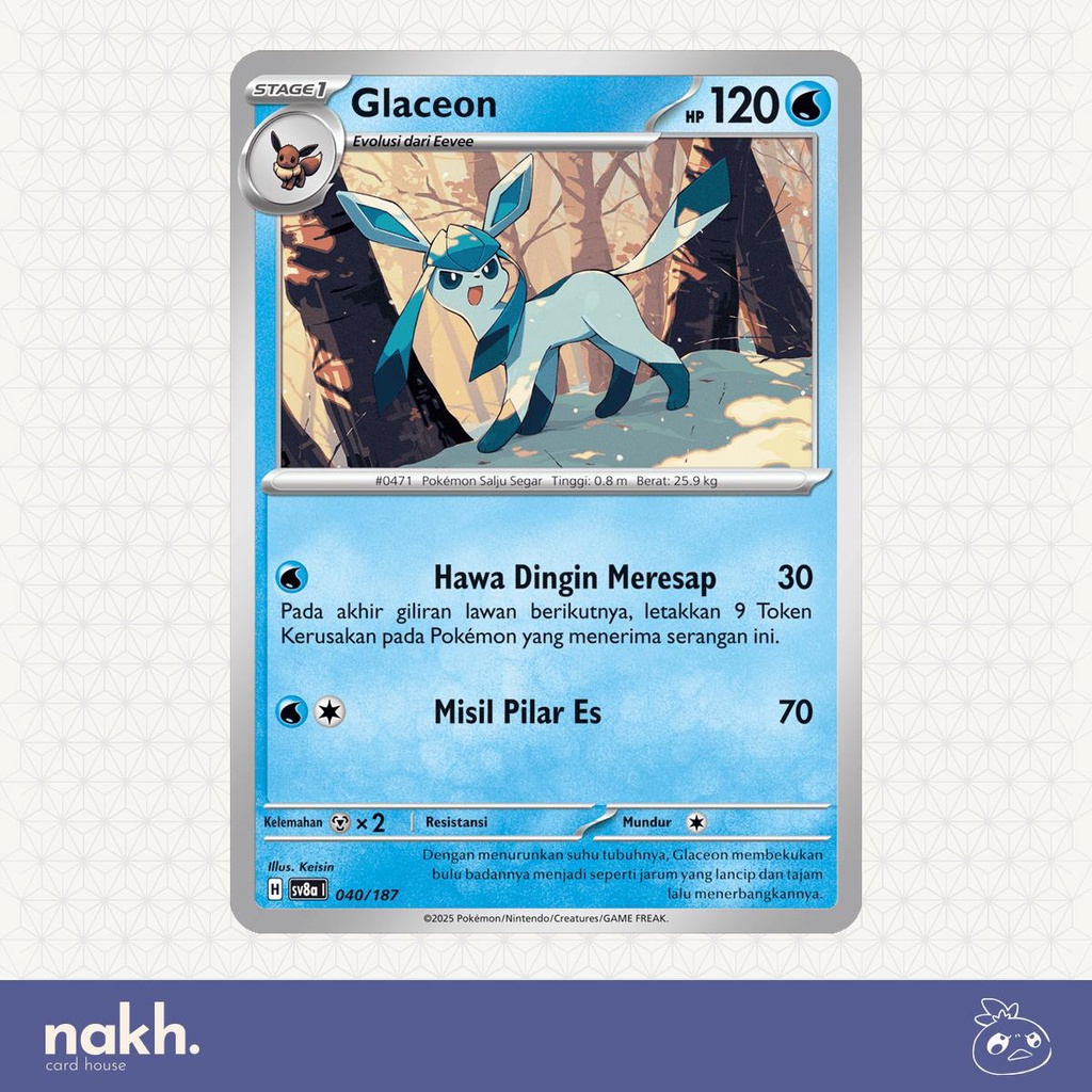 Jual Kartu Pokemon TCG Indonesia Festival Terastal ex sv8a 040/187 Glaceon | Shopee Indonesia