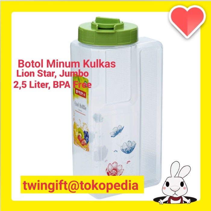 Jual BOTOL AIR MINUM KULKAS JUMBO LION STAR, 2,5 LITER.(KHUSUS GOJEK ...