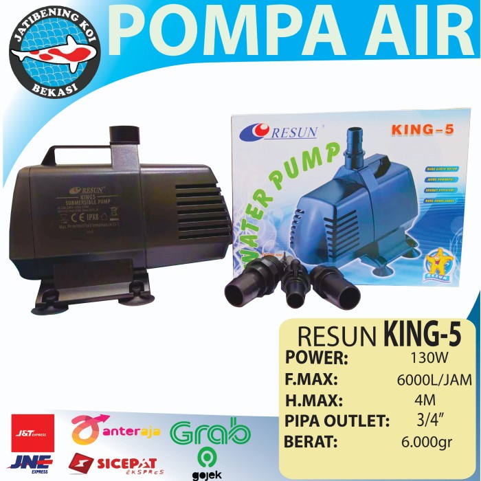 Jual Resun King 5 Pompa Air Kolam Ikan (6000Lph 130 Watt) | Shopee ...