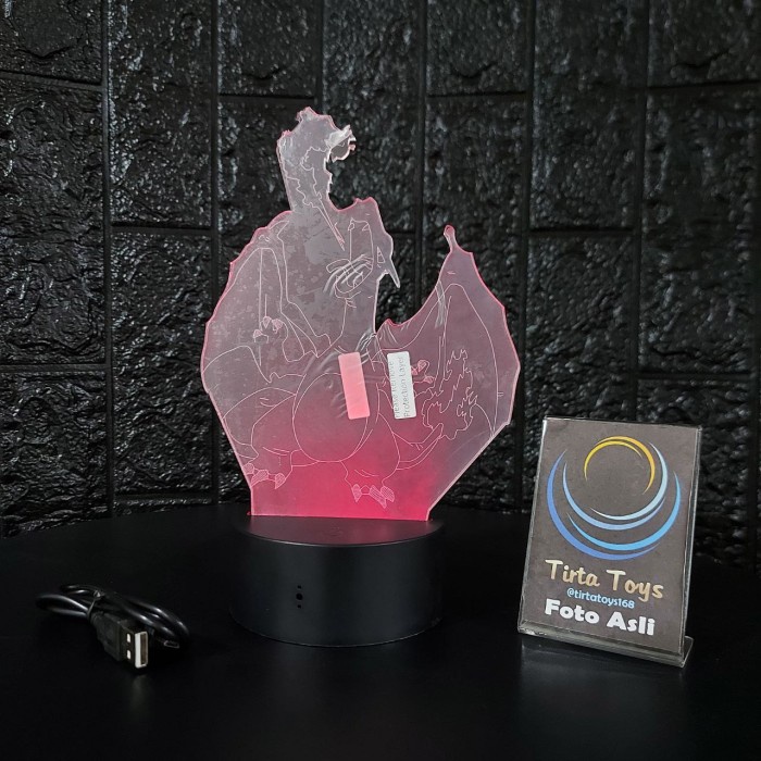 Jual TERLARIS! POKEMON CHARIZARD LAMPU 3D LED 7 WARNA BATERAI USB ...