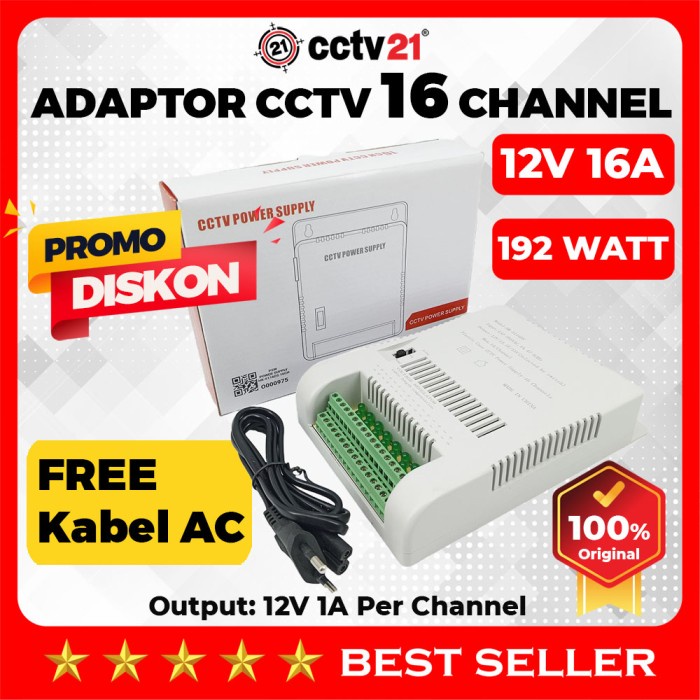 Jual Adaptor Power Supply CCTV 16 Channel HK-5116DS 192 Watt | Shopee Indonesia