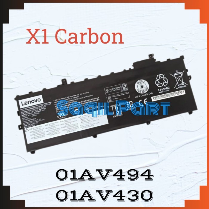 Jual BATERAI LENOVO THINKPAD X1 CARBON GEN 5 6 8 X1C 01AV494 01AV430 ...