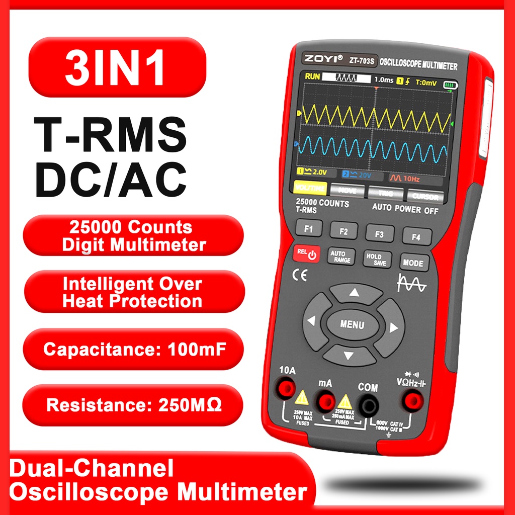 Jual ZT-703S Dual-Channel Oscilloscope Multimeter 3-in-1 Signal ...