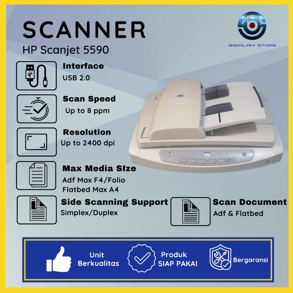 Jual Scanner Folio HP Scanjet 5590 Ada ADF Untuk Scan Folio F4 Melalui ...