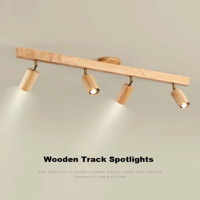 Jual Nordic WoodenTrack Light LED Ceiling Spotlight Rail Track Lamps ...