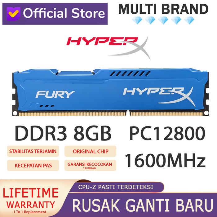 Jual RAM KINGSTON HYPERX FURY GAMING DDR3 8GB 1600MHz 12800 RAM PC DDR3 8GB | Shopee Indonesia