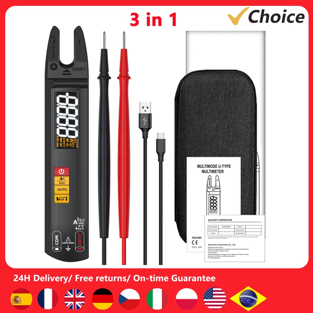 Jual 3in1 Handheld Digital Multimeter Clamp Ammeter Electric Test Pen ...
