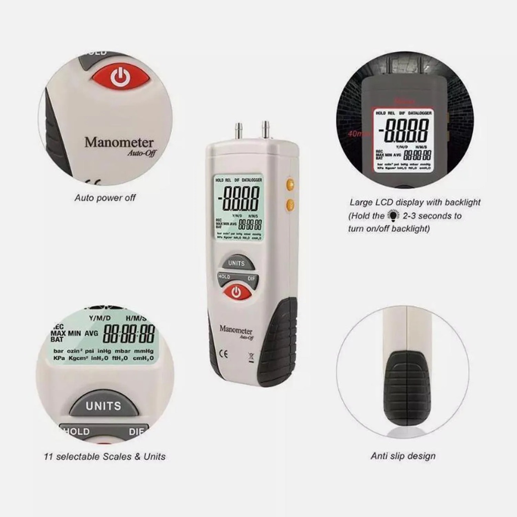 Jual HTI HT-1890 Gas Pressure Gauge Manometer Handheld Digital ...