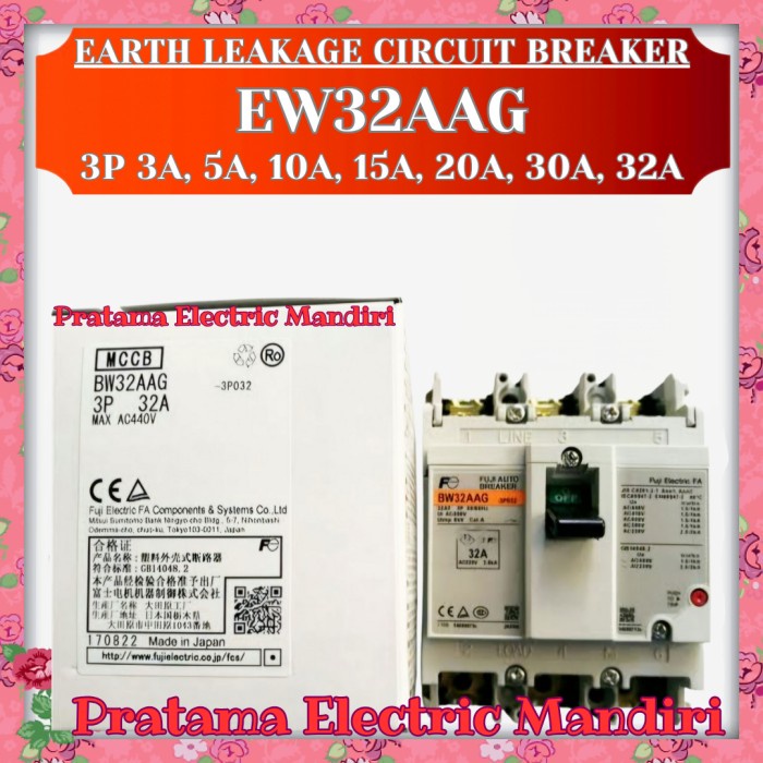 Jual ELCB Earth Leakage Circuit Breaker EW32AAG 3P 5A 10A 15A 20A 30A ...