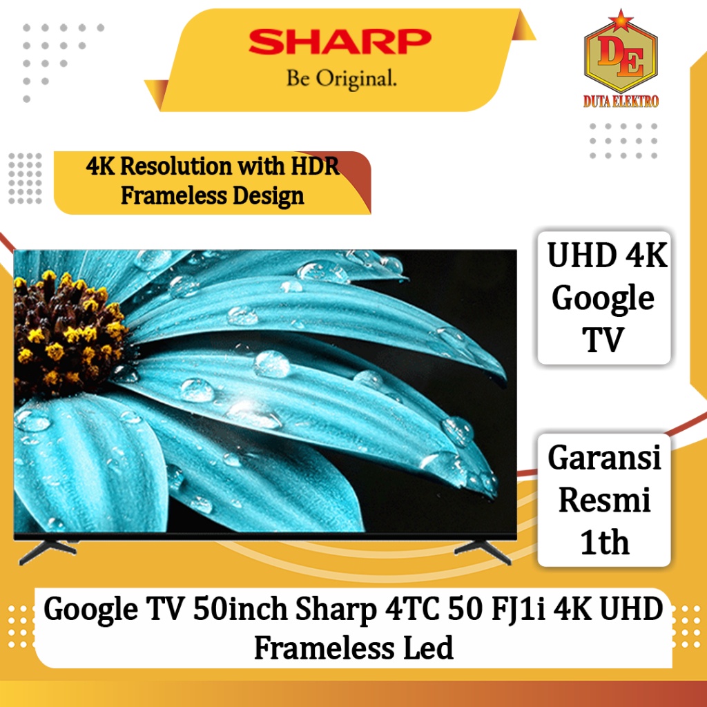 Jual Google TV 50inch Sharp 4TC 50 FJ1i 4K UHD Frameless Led | Shopee ...