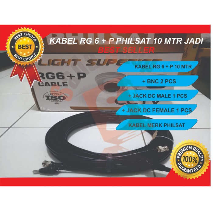 Jual KABEL CCTV COAXIAL RG6+POWER JADI 10 METER SIAP PAKAI PREMIUM QUALITY | Shopee Indonesia