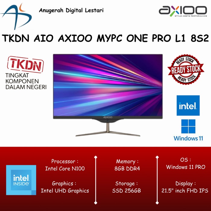 Jual TKDN Axioo MyPC One Pro L1 8S2 - Intel N100 8GB SSD 256GB 21.5 ...
