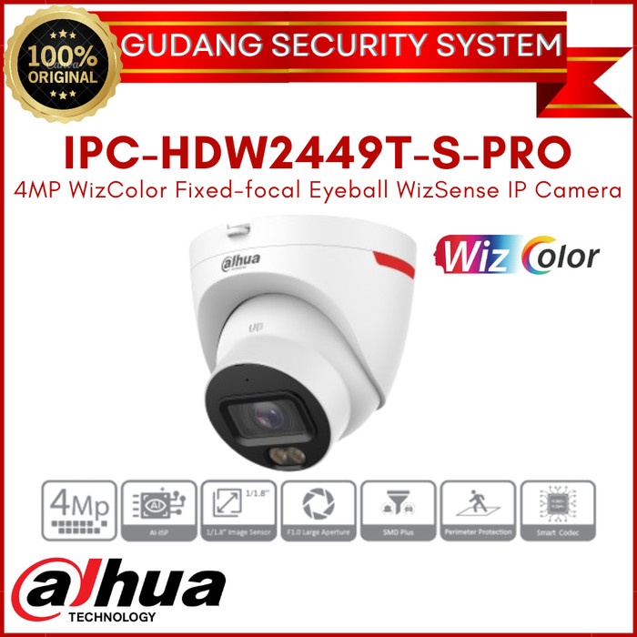 Jual Dahua IP Camera 4MP IPC-HDW2449T-S-PRO WizColor Audio Fixedfocal ...