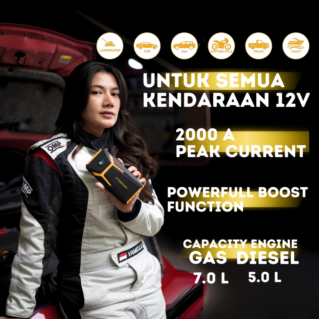 Jual Vtoman V6 PRO 10000 mAh Jump Starter Aki Mobil Motor Power Bank ...
