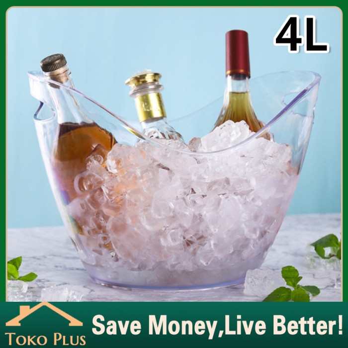Jual ada- 4L Clear Ice Bucket Wine Drinks Cooler Ice Bucket Tranpsarent ...