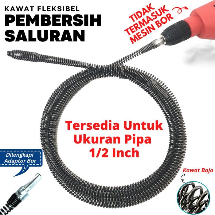 Jual Pipe Cleaner Kawat Pembersih Saluran Pipa Mampet 3 5 10 Meter | Shopee Indonesia