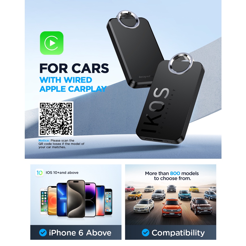 Jual Ikos Wireless Carplay Adapter 2025 Converts Wired To Wireless ...