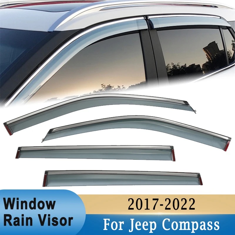Jual 4Pcs Waterproof Side Window Visors Rain Awnings Shelters Deflector ...