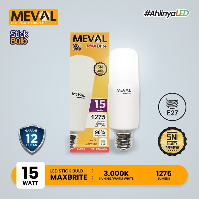 Jual Goldenelectric Meval Maxbrite Led Stick Bulb 15 Watt - Kuning | Shopee Indonesia