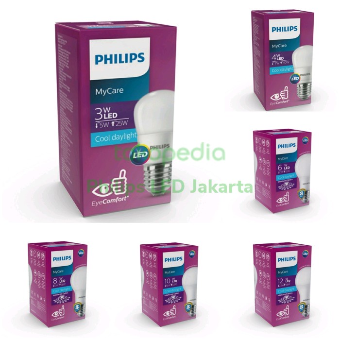 Jual Lampu Philips Led Bulb 3 4 6 8 10 12 W Watt Putih Cool Daylight 6500K | Shopee Indonesia