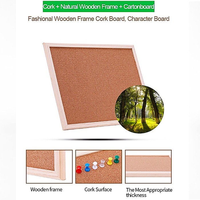 Jual 40x60CM Message Board / Cork Board / Vision Board / Mading Kamar ...