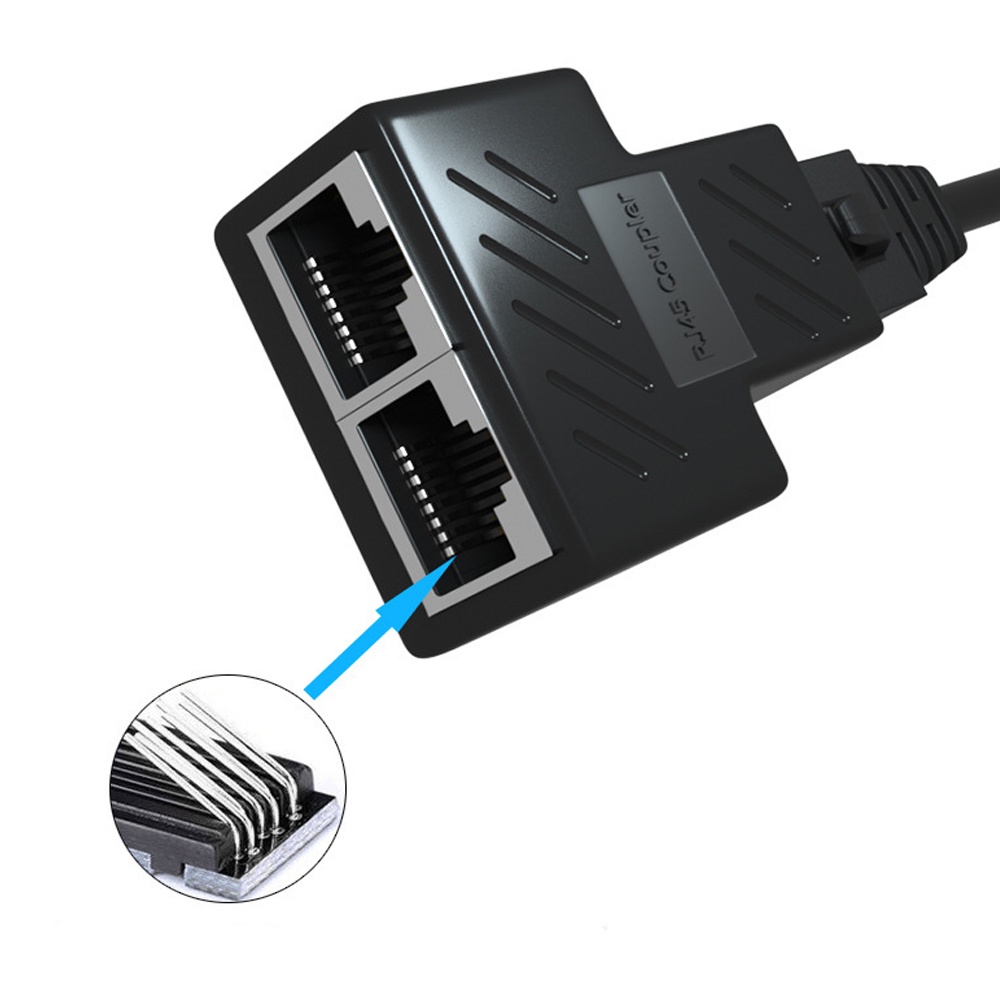 Jual 1 To 2 Ways LAN Ethernet Network Head RJ45 Coupler Lan Cable ...