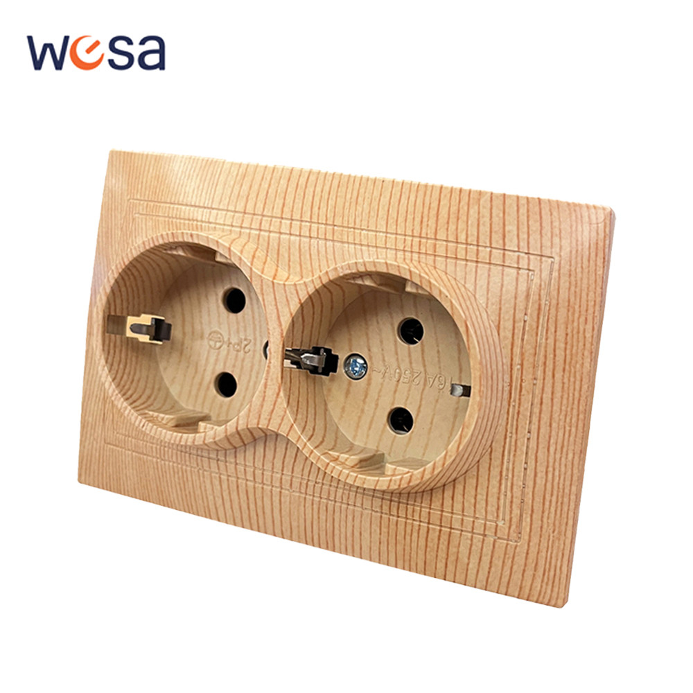 Jual NEW Wood EU Standard Classic With Ground Electrical Outlets Plugs ...