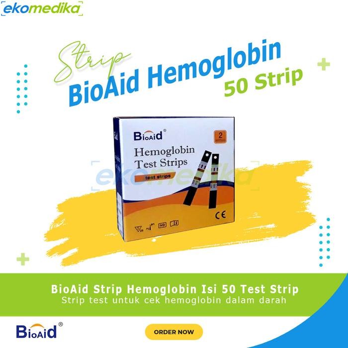 Jual Strip test Hb darah Bioaid Hemoglobin HB Test Strip BIO AID Hb ...