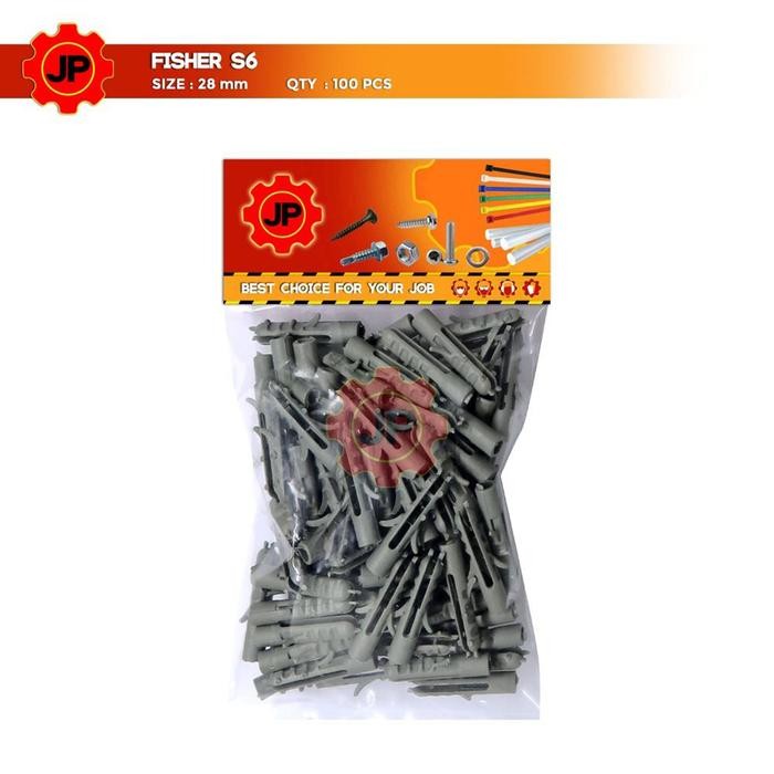 Jual Sumberr Warasss Fisher S6 Fiser Mata Bor 6 Mm Sekrup Kayu Baut Skrup Tapping 100 Pcs ...