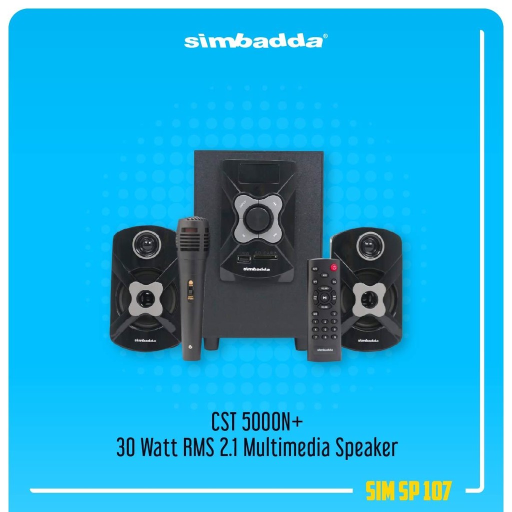 Jual Simbadda CST 5000N+ 30 Watt RMS Bluetooth FM USB TF AUX Microphone Remote 2.1 Multimedia ...