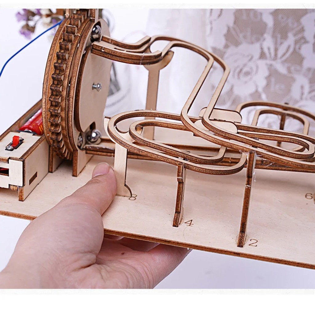 Jual Diy 3D Wooden Marble Run Kit Build Meanical Gears Steam Powered ...