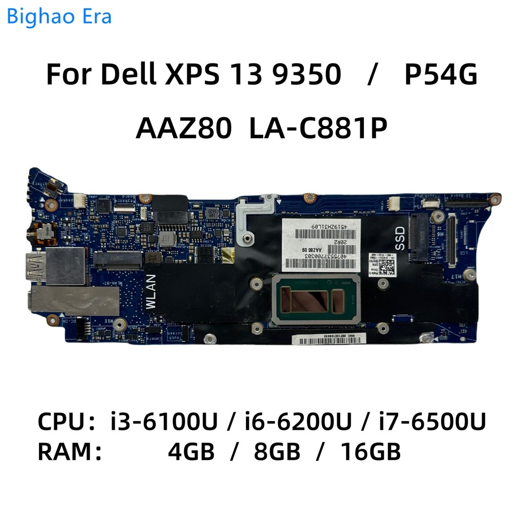 Jual AAZ80 LA-C881P For Dell P54G XPS 13 9350 Laptop Motherboard With ...