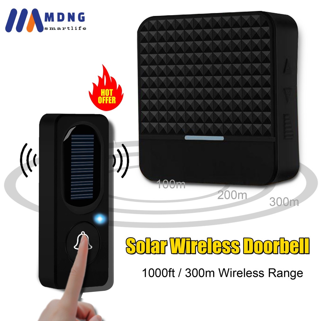 Jual Solar Wireless Doorbell Low Power Outdoor Ip65 Waterproof Max 300M ...