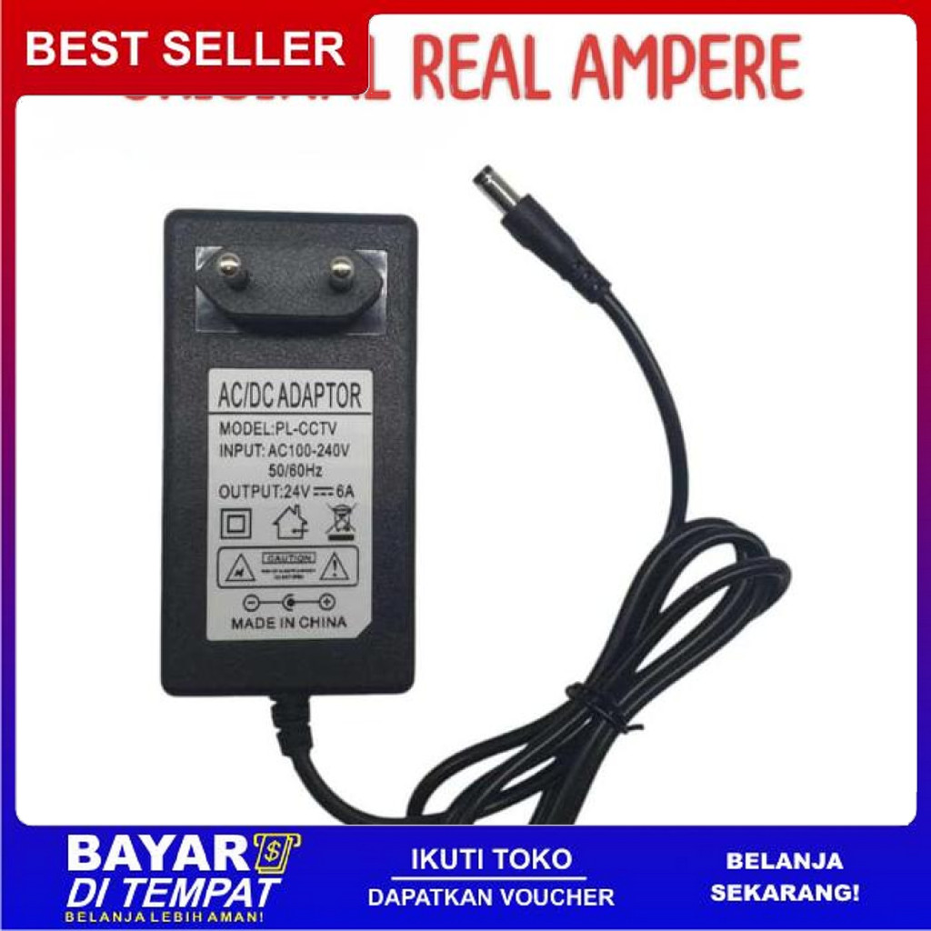 Jual FREE ONGKIR ORIGINAL ADAPTER POWER SUPPLY REAL 24V 6A JACK BESAR 5 ...