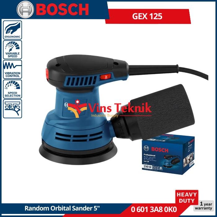 Jual BOSCH GEX 125 Mesin Amplas Bulat Listrik Random Orbital Sander 250 ...