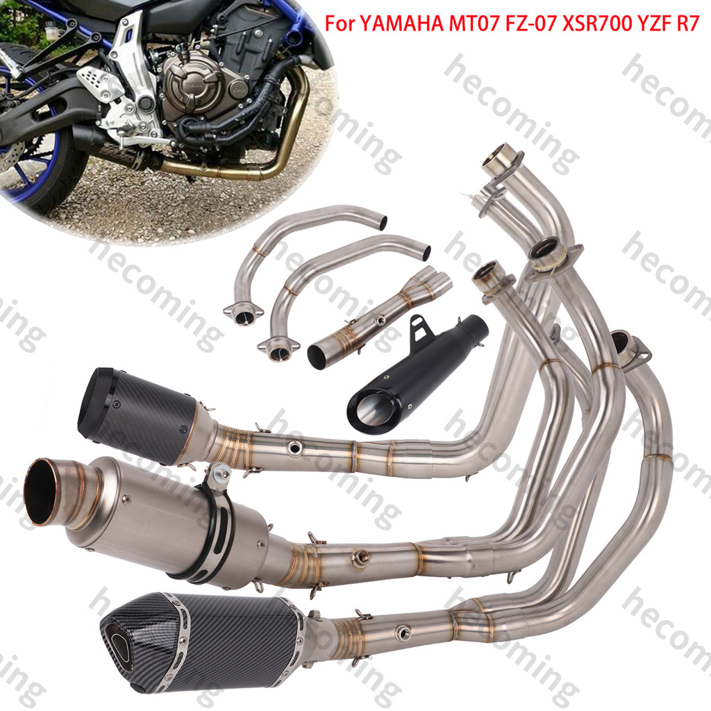 Jual IMPORT MT07 Full Exhaust System Pipe For YAMAHA MT07 FZ-07 XSR700 YZF R7 2014-2024 Slip on ...