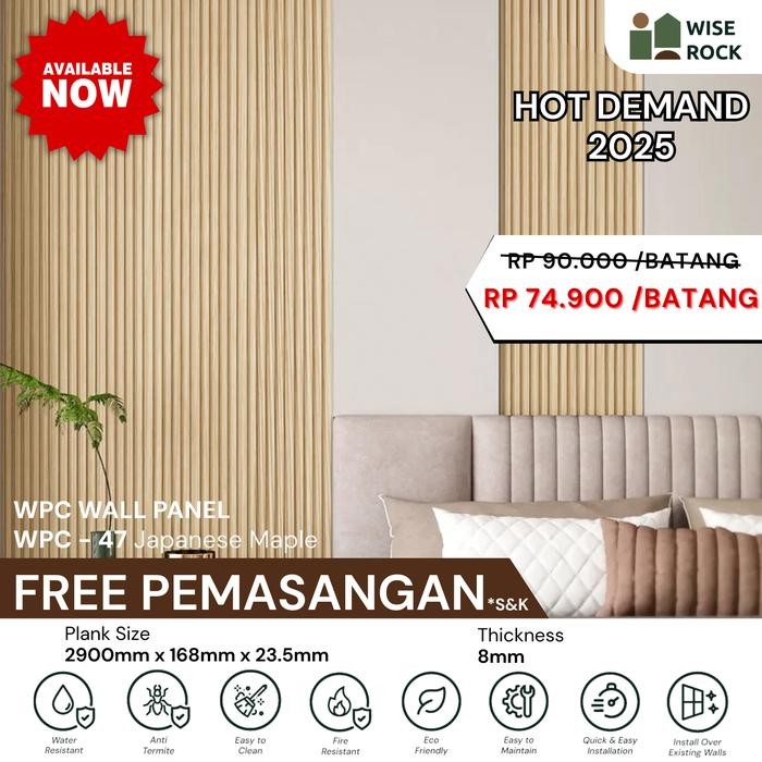 Jual Wise Rock WPC Wall Panel PVC Motif Kayu - WPC 47 Japanese Maple ...