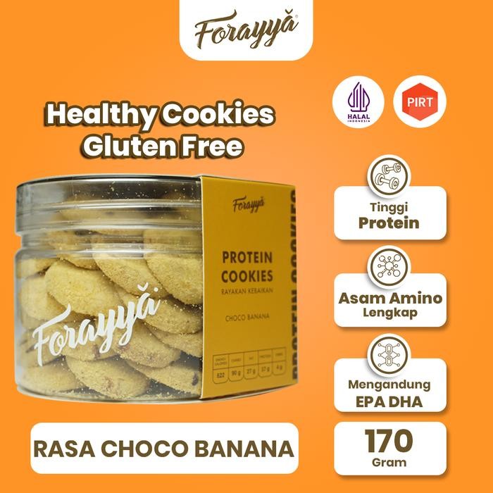 Jual Forayya Protein Cookies Choco Banana 150gr - Cemilan Sehat Tinggi ...
