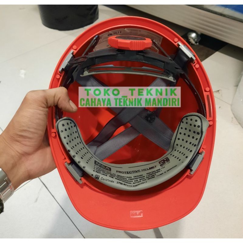 Jual helm safety warna merah + sarang putar fastrack MSA ber SNI / helm ...