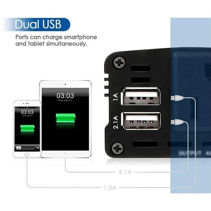 Jual Populer Taffware Power Inverter Mobil Dengan 2 Usb Port 150W 220V ...