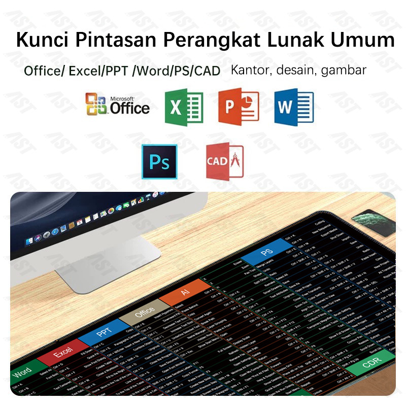 Jual MousePad Rumus Excel/Word/PPT/Office/AI/Photoshop/PR/CDR shortcuts ...