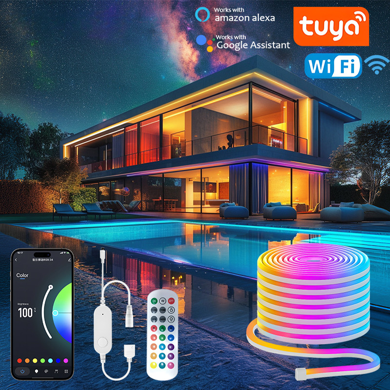 Jual 15M WiFi Neon LED Strip Tuya Smart Led Dimmable Waterproof ...