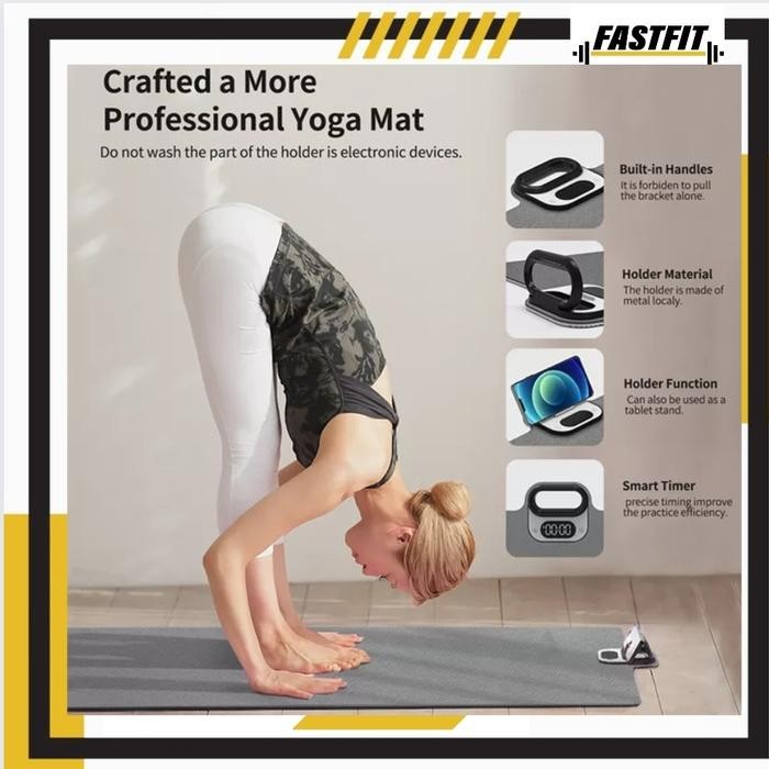 Jual Fastfit Yoga Mat with phone holder and smart timer | Shopee Indonesia