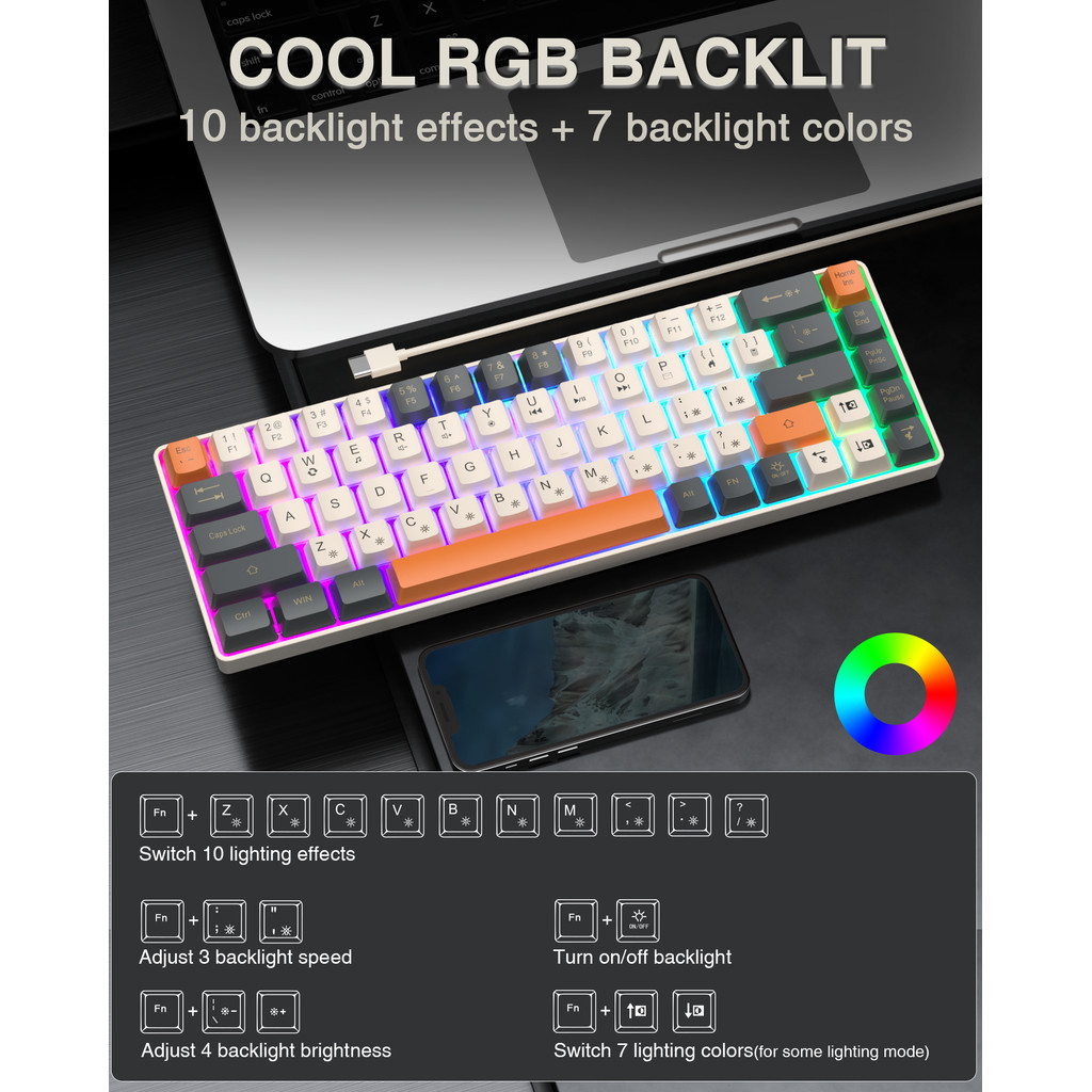 Jual SOLAKAKA SK968 Wired Keyboard Cool RGB Backlit Ergonomic Design ...