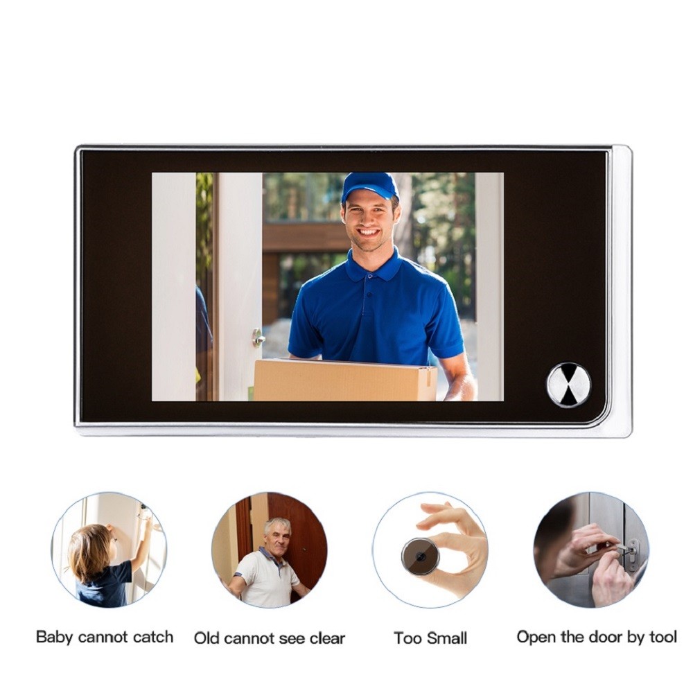 Jual Wsdcam 3.5 inch Digital Door Viewer Camera 120° Wireless Doorbell ...