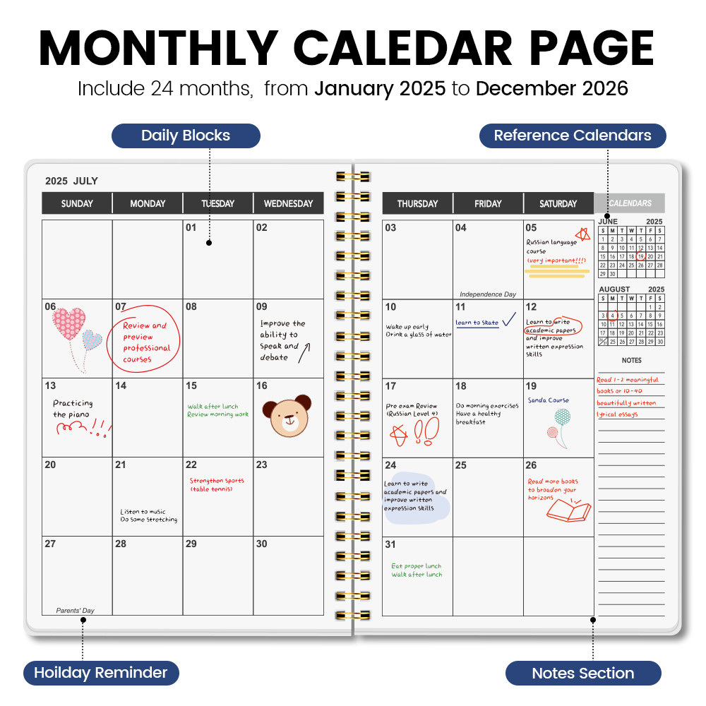 Jual 2025-2026 Marble Style Luxury Monthly Planner, Emerald Green Cover ...